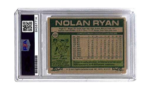 Nolan Ryan Signed 1977 Topps #650 Autographed Angels PSA/DNA