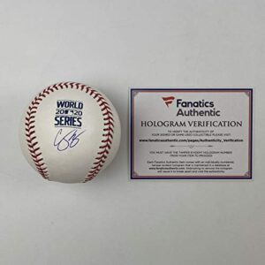 autographed/signed corey seager 2020 world series rawlings official major league baseball roml fanatics coa