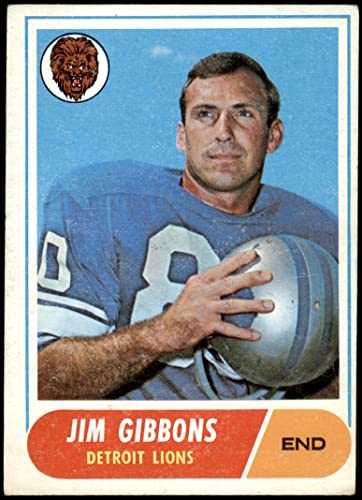 1968 Topps # 208 Jim Gibbons Detroit Lions (Football Card) VG/EX Lions Iowa