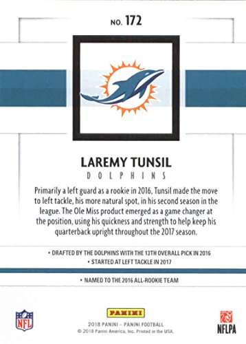 2018 Panini NFL Football #172 Laremy Tunsil Miami Dolphins Official Trading Card