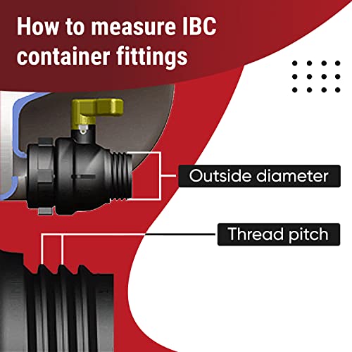 IBC Tote Adapter 275 330 G, IBC Tote Fittings for Garden Hose, IBC Tote Drain Adapter Fittings 2" NPS Female x 3/4" BSP/NPT Male