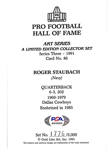 Roger Staubach Signed Goal Line Art Card GLAC Autographed Cowboys PSA/DNA