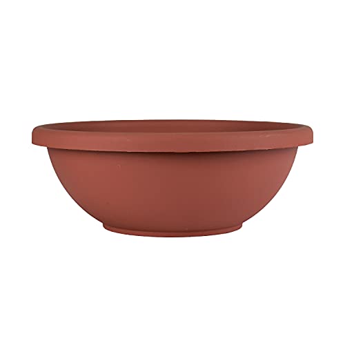 The HC Companies 22 Inch Large Garden Bowl Planter - Shallow Plant Pot with Drainage Plug for Indoor Outdoor Flowers, Herbs, Clay