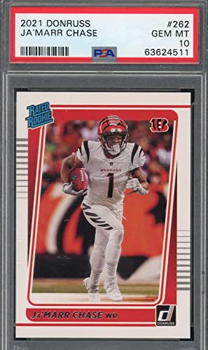 Ja'Marr Chase 2021 Panini Donruss Football Rookie Card RC #262 Graded PSA 10