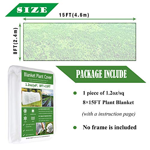 Garden expert Plant Covers Freeze Protection Floating Row Cover Thickened 1.2oz Fabric Frost Cloth Plant Blanket for Plants & Vegetables in Winter(8FTx15FT)