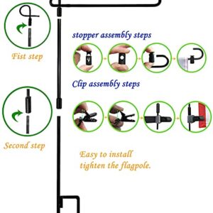 Garden Flag Stand-Holder-Pole with Flag Stopper and Clip Waterproof Powder-Coated Paint for House Flags,Decorative Flags,Yard Flags,Seasonal Flags