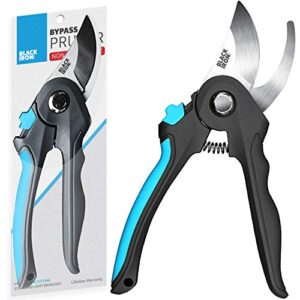 bypass pruning shears for gardening, heavy duty garden clipper for cutting stems, soft grip hand pruner