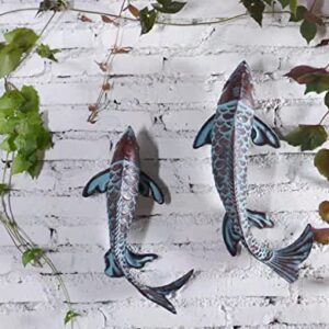 Garden Sculptures & Statues, Garden Statues, Koi Fish Decor, Antique Outdoor Statue Ornament, Metal Copper Garden Art, Set of 2 Fish Sculpture for Outdoors, Patio, Yard, Lawn, Pond and Home Decoration