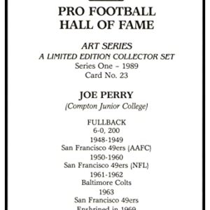 Joe Perry Signed Goal Line Art Card GLAC Autographed 49ers PSA/DNA