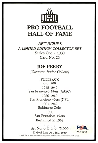 Joe Perry Signed Goal Line Art Card GLAC Autographed 49ers PSA/DNA