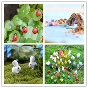 Kbraveo 45Pcs Mini Animals Miniature Ornament Kits Set for DIY,Fairy Gardens Dollhouse Décor,Elephants,Rabbits,Hedgehogs,hens,Bunnies,Cubs,Chicks,Bees,Cows,Frogs,Snails,Turtles,Puppies,Pigs,Sheep