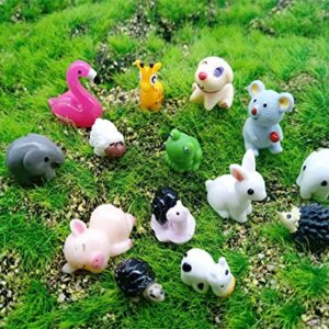 Kbraveo 45Pcs Mini Animals Miniature Ornament Kits Set for DIY,Fairy Gardens Dollhouse Décor,Elephants,Rabbits,Hedgehogs,hens,Bunnies,Cubs,Chicks,Bees,Cows,Frogs,Snails,Turtles,Puppies,Pigs,Sheep