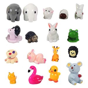 Kbraveo 45Pcs Mini Animals Miniature Ornament Kits Set for DIY,Fairy Gardens Dollhouse Décor,Elephants,Rabbits,Hedgehogs,hens,Bunnies,Cubs,Chicks,Bees,Cows,Frogs,Snails,Turtles,Puppies,Pigs,Sheep