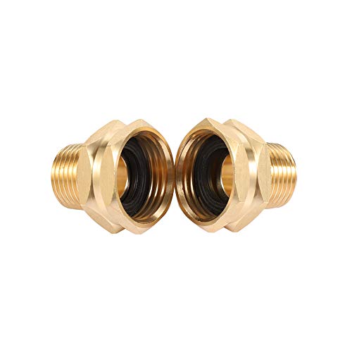 Garden Hose Adapter,3/4" GHT Male x 1/2" NPT Male Connector with 3/4" GHT Female x 1/2" NPT Male Connector,Brass Pipe to Garden Hose Fitting Connect 4pcs with Extra 8 Rubber Washers (1/2NPT)