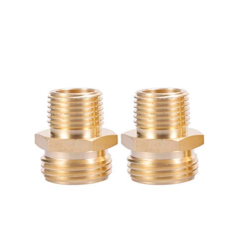 Garden Hose Adapter,3/4" GHT Male x 1/2" NPT Male Connector with 3/4" GHT Female x 1/2" NPT Male Connector,Brass Pipe to Garden Hose Fitting Connect 4pcs with Extra 8 Rubber Washers (1/2NPT)