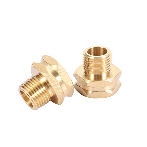 Garden Hose Adapter,3/4" GHT Male x 1/2" NPT Male Connector with 3/4" GHT Female x 1/2" NPT Male Connector,Brass Pipe to Garden Hose Fitting Connect 4pcs with Extra 8 Rubber Washers (1/2NPT)