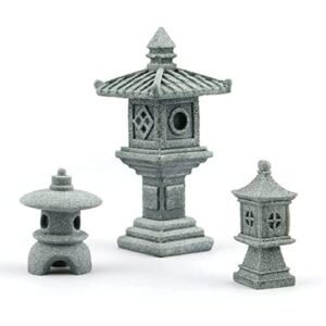 3 pcs miniature figurines stone pagoda lantern garden statues tiny home kit meditation accessories for zen garden home decor yard decorations outdoor statues asian garden decor japanese gifts (2)