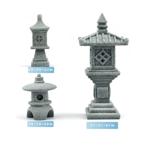 3 PCS Miniature Figurines Stone Pagoda Lantern Garden Statues Tiny Home Kit Meditation Accessories for Zen Garden Home Decor Yard Decorations Outdoor Statues Asian Garden Decor Japanese Gifts (2)