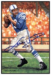 johnny unitas signed goal line art card glac autographed colts psa/dna