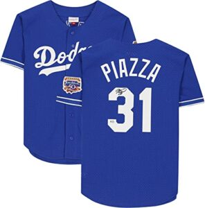 mike piazza los angeles dodgers autographed mitchell and ness blue batting practice replica jersey – autographed mlb jerseys