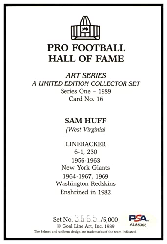 Sam Huff Signed Goal Line Art Card GLAC Autographed Giants PSA/DNA