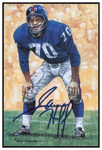 sam huff signed goal line art card glac autographed giants psa/dna