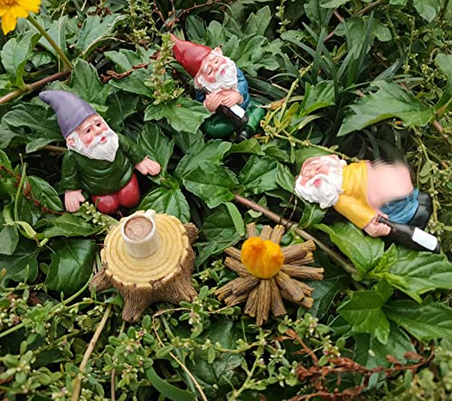 YARCHONN Miniature Garden Gnomes Ornament Outdoor, Resin Elf Statue, Funny Gnome Fairy Garden Accessories for Patio, Yard, Lawn or Home Garden Decorations, (6PK Drunking Theme)