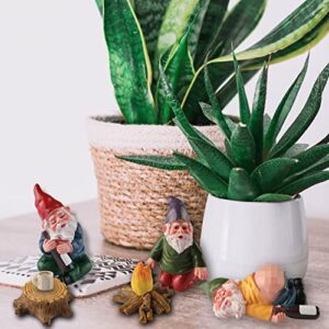 YARCHONN Miniature Garden Gnomes Ornament Outdoor, Resin Elf Statue, Funny Gnome Fairy Garden Accessories for Patio, Yard, Lawn or Home Garden Decorations, (6PK Drunking Theme)