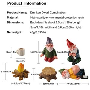 YARCHONN Miniature Garden Gnomes Ornament Outdoor, Resin Elf Statue, Funny Gnome Fairy Garden Accessories for Patio, Yard, Lawn or Home Garden Decorations, (6PK Drunking Theme)