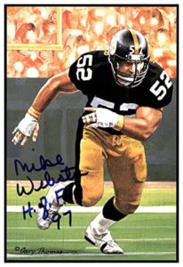 mike webster signed goal line art card glac autographed w/hof steelers psa/dna