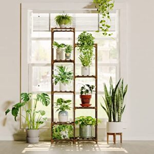 bamworld tall plant stand for indoor plants outdoor corner plant shelf flower stands for living room balcony and garden (9 pots)