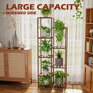 Bamworld Tall Plant Stand for Indoor Plants Outdoor Corner Plant Shelf Flower Stands for Living Room Balcony and Garden (9 pots)