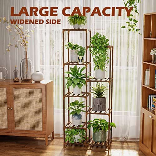 Bamworld Tall Plant Stand for Indoor Plants Outdoor Corner Plant Shelf Flower Stands for Living Room Balcony and Garden (9 pots)