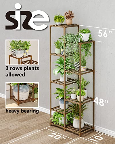 Bamworld Tall Plant Stand for Indoor Plants Outdoor Corner Plant Shelf Flower Stands for Living Room Balcony and Garden (9 pots)