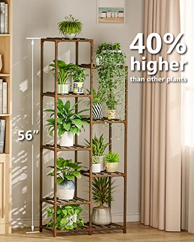 Bamworld Tall Plant Stand for Indoor Plants Outdoor Corner Plant Shelf Flower Stands for Living Room Balcony and Garden (9 pots)