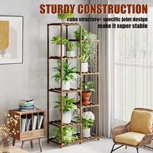 Bamworld Tall Plant Stand for Indoor Plants Outdoor Corner Plant Shelf Flower Stands for Living Room Balcony and Garden (9 pots)