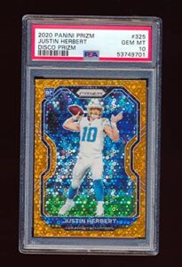 psa 10 justin herbert 2020 panini prizm disco parallel #325 rc rookie card *gem*