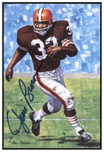 jim brown signed goal line art card glac autographed cleveland psa/dna al85299