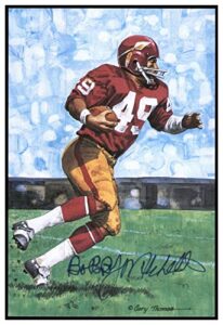 bobby mitchell signed goal line art card glac autographed nfl washington psa/dna