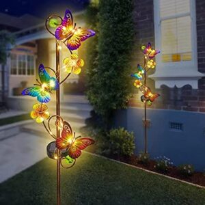 nan zai nan fang solar garden lights 2 pack outdoor butterfly garden decor waterproof butterfly solar stake lights for garden,lawn,patio or courtyard