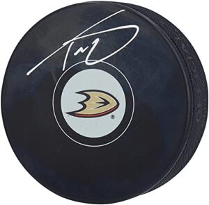 trevor zegras anaheim ducks autographed hockey puck – autographed nhl pucks