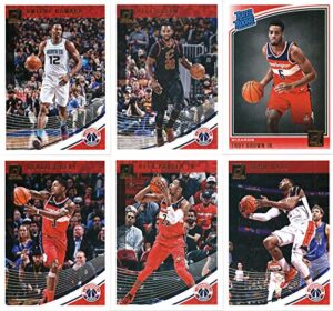 2018-19 donruss basketball washington wizards team set of 6 cards: (rookies included) john wall(#103), bradley beal(#113), otto porter jr.(#123), jeff green(#133), dwight howard(#143), troy brown jr.(#192)