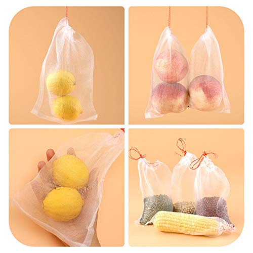 Kikhope 50 Pcs Fruit Protection Bags, 10"x6" Fruit Netting Bags, Garden Netting Bags with Drawstring, Fruit Tree Bags, Netting Barrier Bags for Protecting Fruits and Vegetables