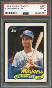 1989 topps traded #41t ken griffey jr mariners rookie card psa 9 mint – baseball slabbed rookie cards