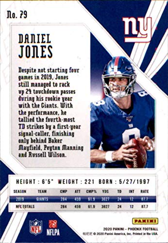 2020 Panini Phoenix Fire Burst #79 Daniel Jones New York Giants Football Card