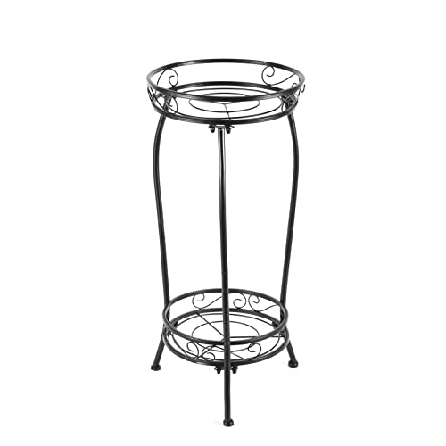 Kavlium Plant Stand Indoor Outdoor，Tall Black Metal Rustproof Stable Plant Stands，2 Tier 27.1 inch Multiple Plant Rack Potted Holder Rack Flower Pot Stand Heavy Duty Plant Shelf