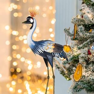 natelf garden crane statues, standing heron sculptures for outdoor, metal bird yard art for patio porch backyard lawn decorations