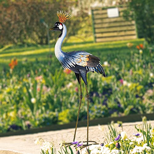 Natelf Garden Crane Statues, Standing Heron Sculptures for Outdoor, Metal Bird Yard Art for Patio Porch Backyard Lawn Decorations