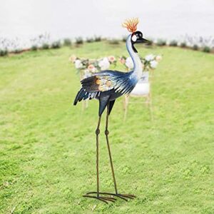 Natelf Garden Crane Statues, Standing Heron Sculptures for Outdoor, Metal Bird Yard Art for Patio Porch Backyard Lawn Decorations