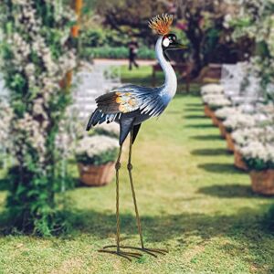 Natelf Garden Crane Statues, Standing Heron Sculptures for Outdoor, Metal Bird Yard Art for Patio Porch Backyard Lawn Decorations